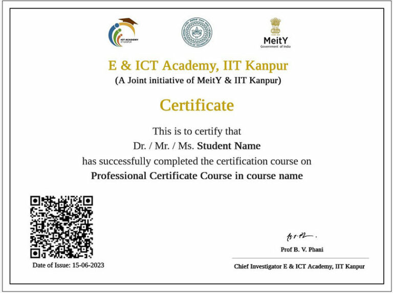 Professional Certificate Course in Data Science - E&ICT Academy, IIT Kanpur